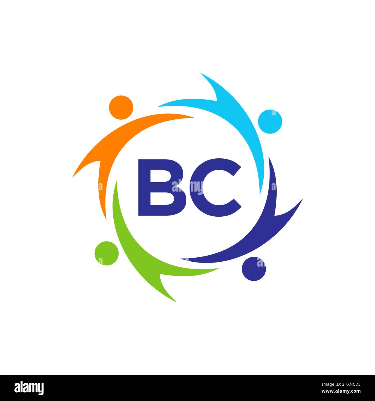 Charity Logo Template On Letter BC, Initial Unity Foundation Human Logo ...