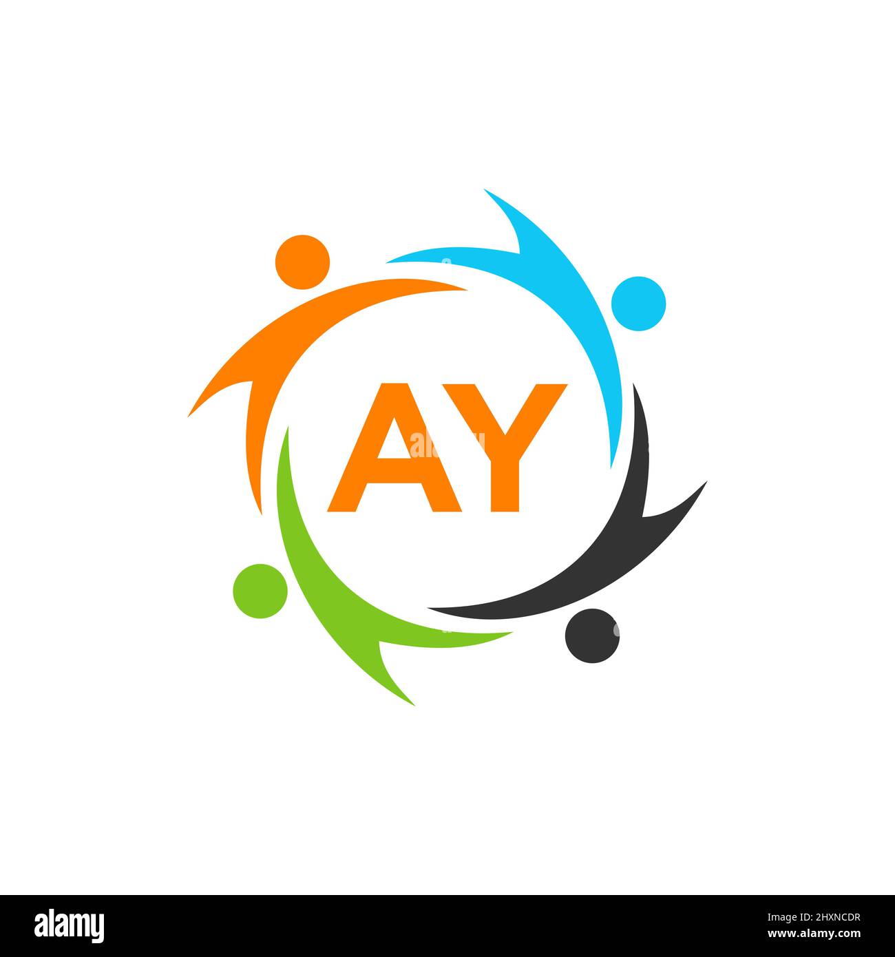 Charity Logo Template On Letter AY, Initial Unity Foundation Human Logo ...