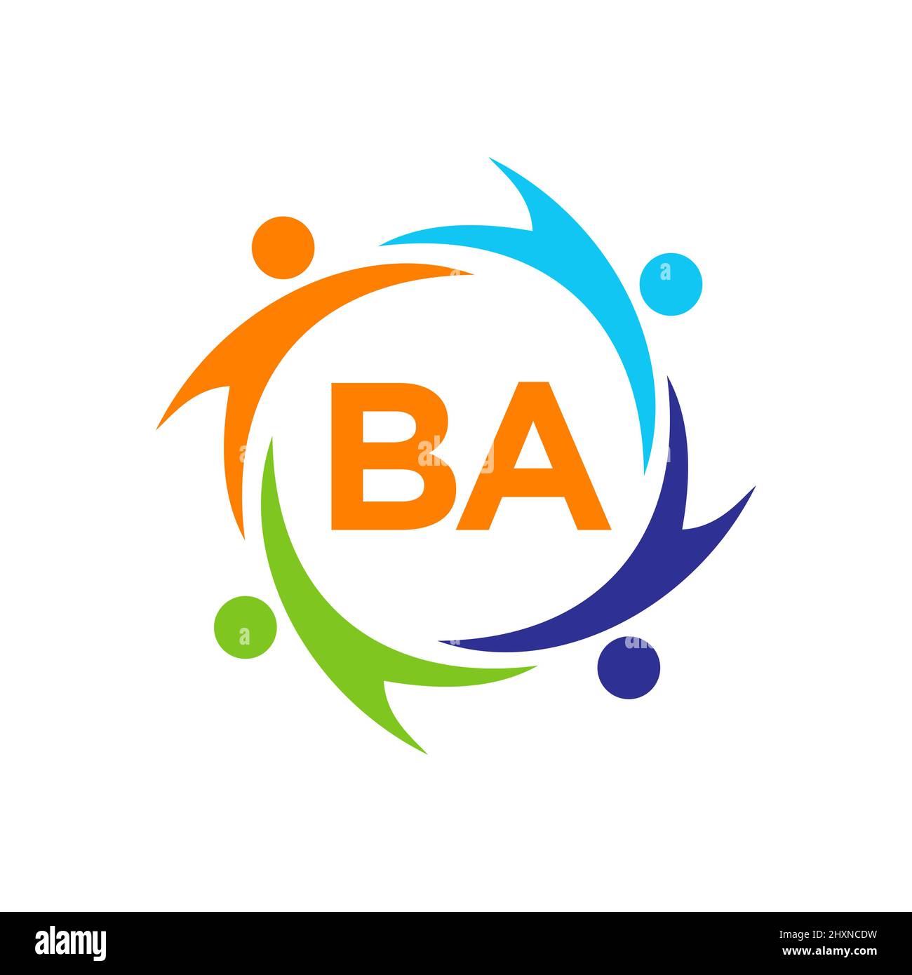 Charity Logo Template On Letter BA, Initial Unity Foundation Human Logo ...
