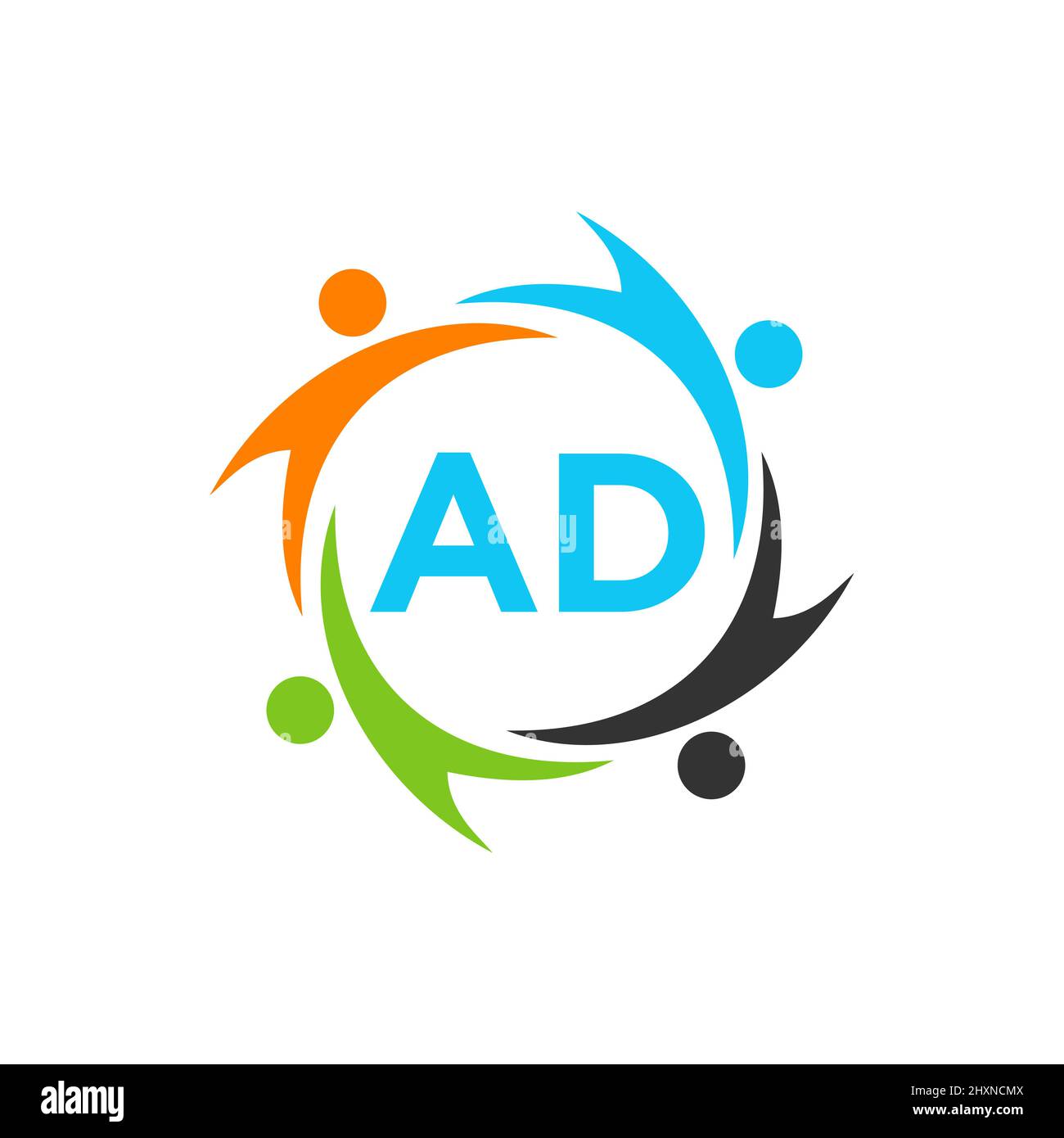 Charity Logo Template On Letter AD, Initial Unity Foundation Human Logo ...