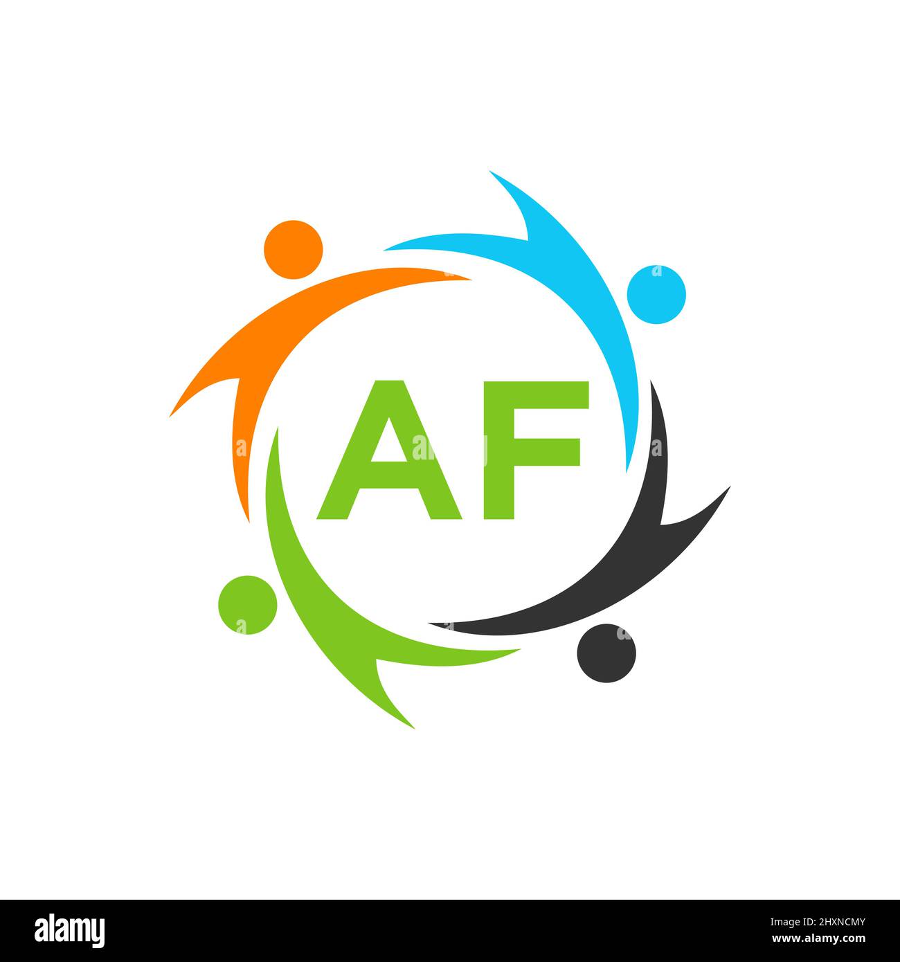 Charity Logo Template On Letter AF, Initial Unity Foundation Human Logo ...
