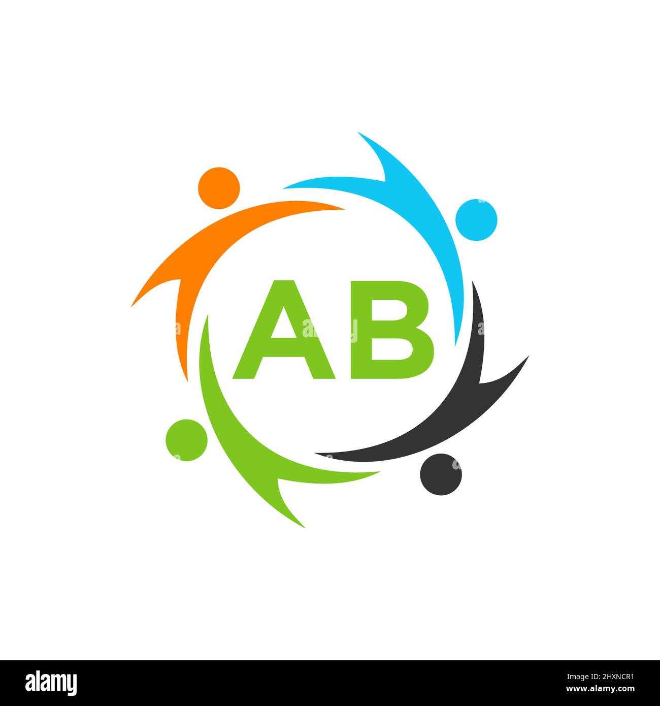 Charity Logo Template On Letter AB, Initial Unity Foundation Human Logo ...