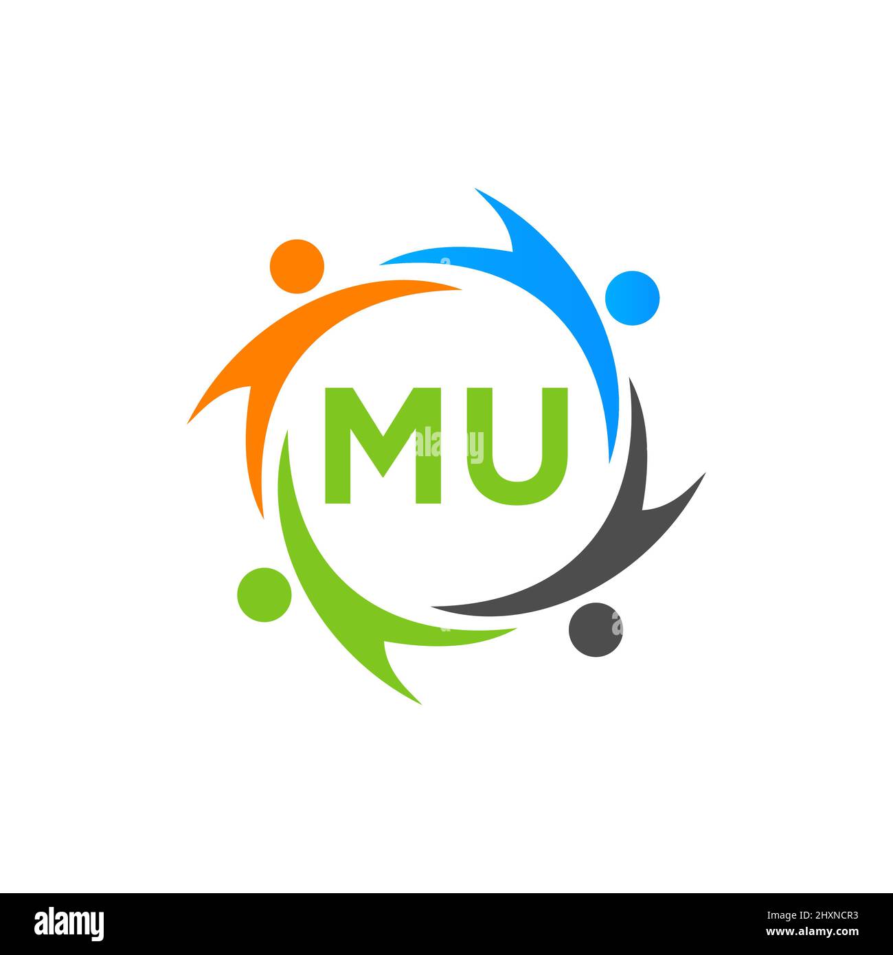 Charity Logo Template On Letter MU, Initial Unity Foundation Human Logo ...