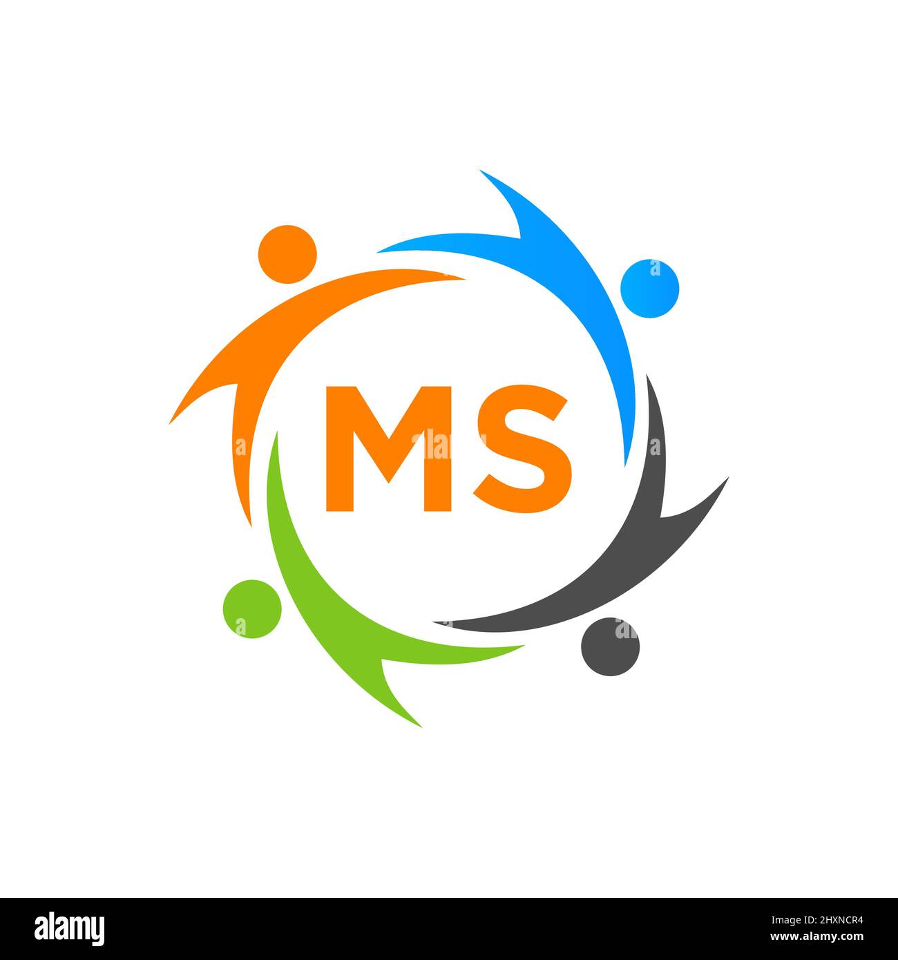 Charity Logo Template On Letter MS, Initial Unity Foundation Human Logo ...