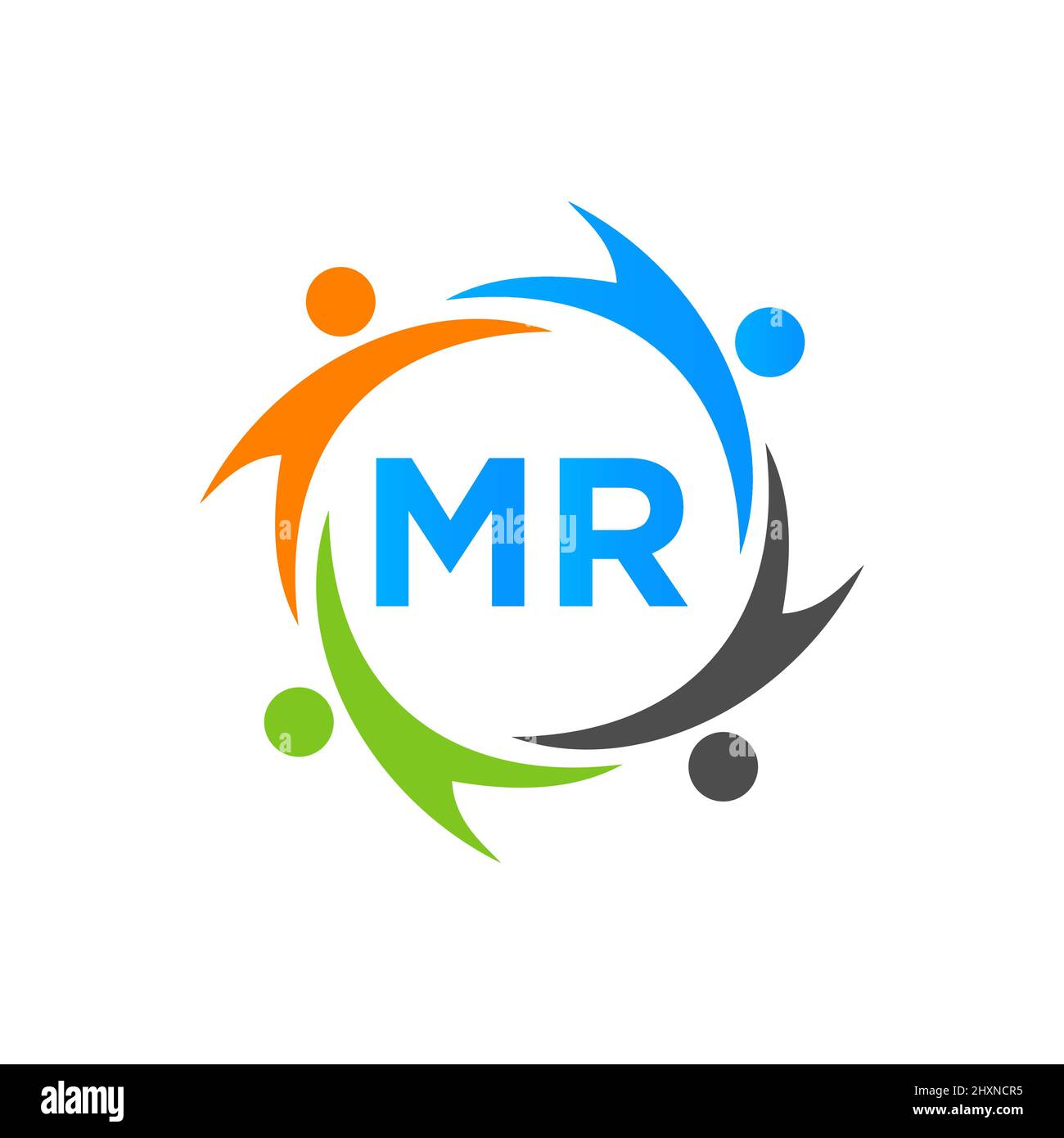 Charity Logo Template On Letter MR, Initial Unity Foundation Human Logo ...