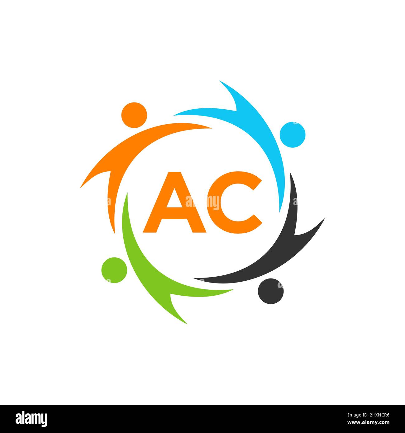 Charity Logo Template On Letter AC, Initial Unity Foundation Human Logo ...