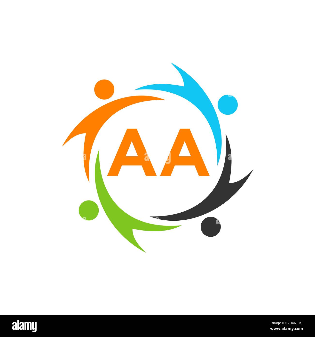 Charity Logo Template On Letter AA, Initial Unity Foundation Human Logo ...