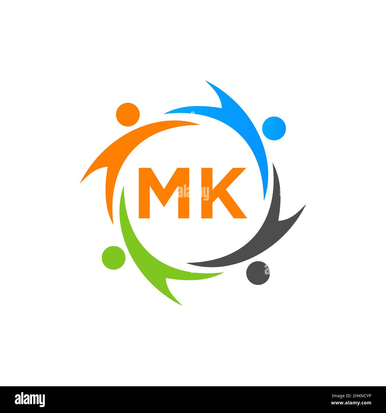 Charity Logo Template On Letter MK, Initial Unity Foundation Human Logo ...