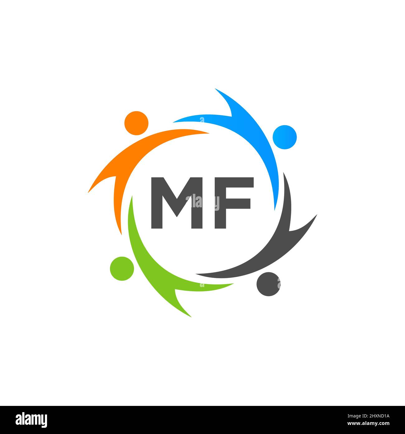 Charity Logo Template On Letter MF, Initial Unity Foundation Human Logo ...