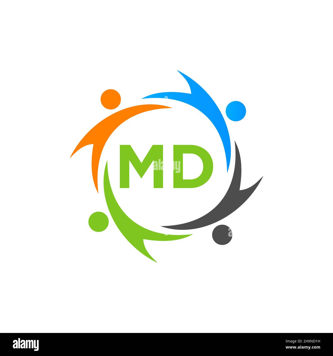Charity Logo Template On Letter MD, Initial Unity Foundation Human Logo ...