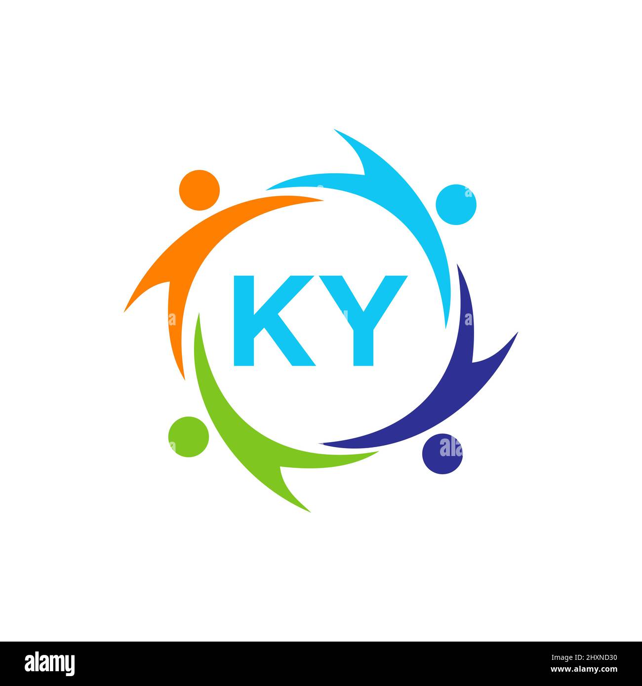 Charity Logo Template On Letter KY, Initial Unity Foundation Human Logo ...