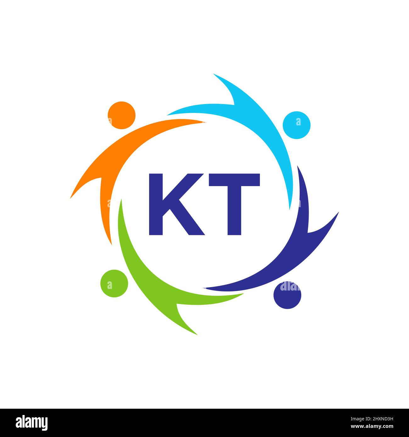 Charity Logo Template On Letter KT, Initial Unity Foundation Human Logo ...