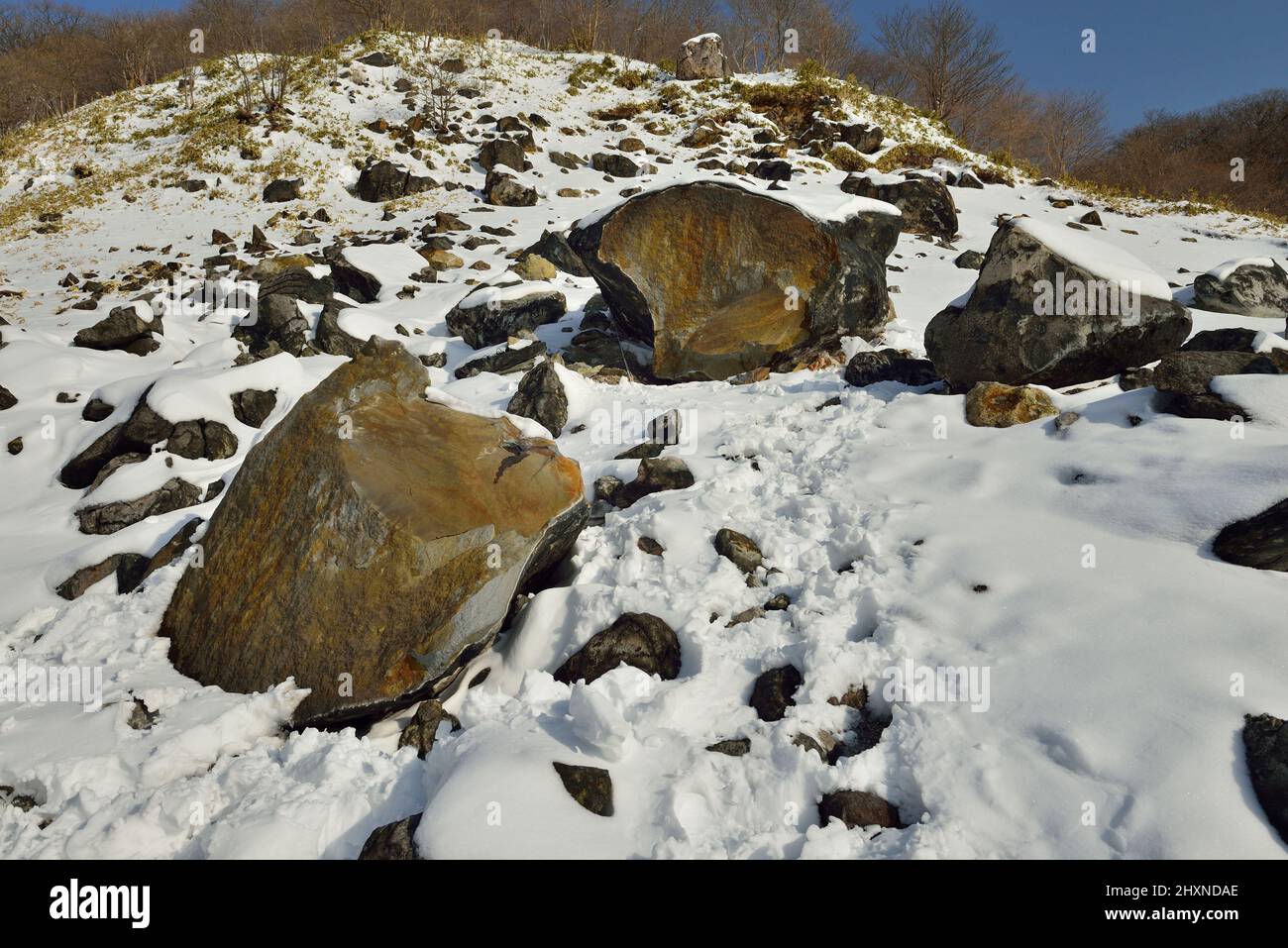 March 8 2022, Nasu, Japan: View of the Sessho-seki or "Killing stone ...