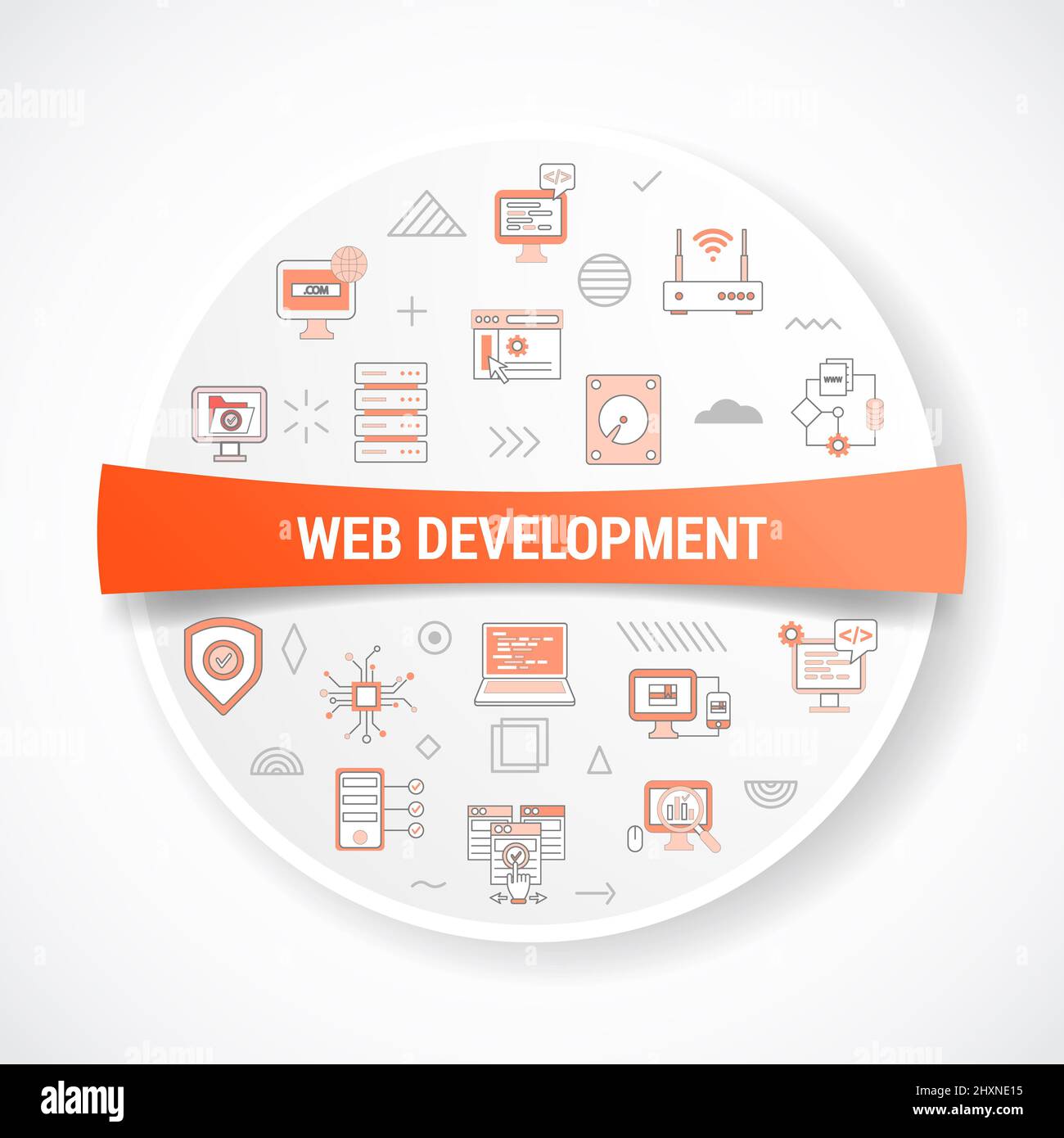 web development website concept with icon concept with round or circle ...