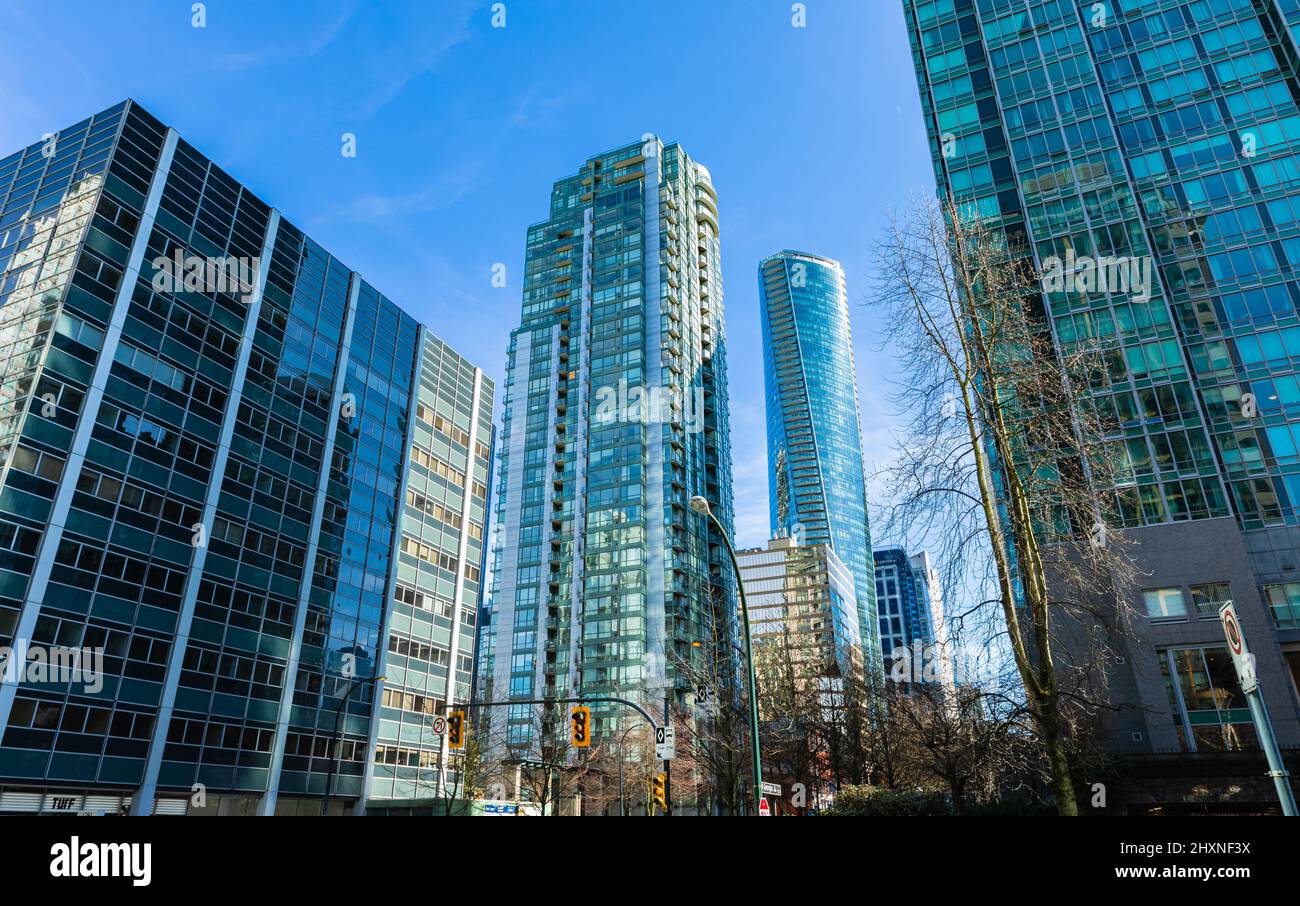 Facade detail of a modern high-rise apartment building. Abstract ...