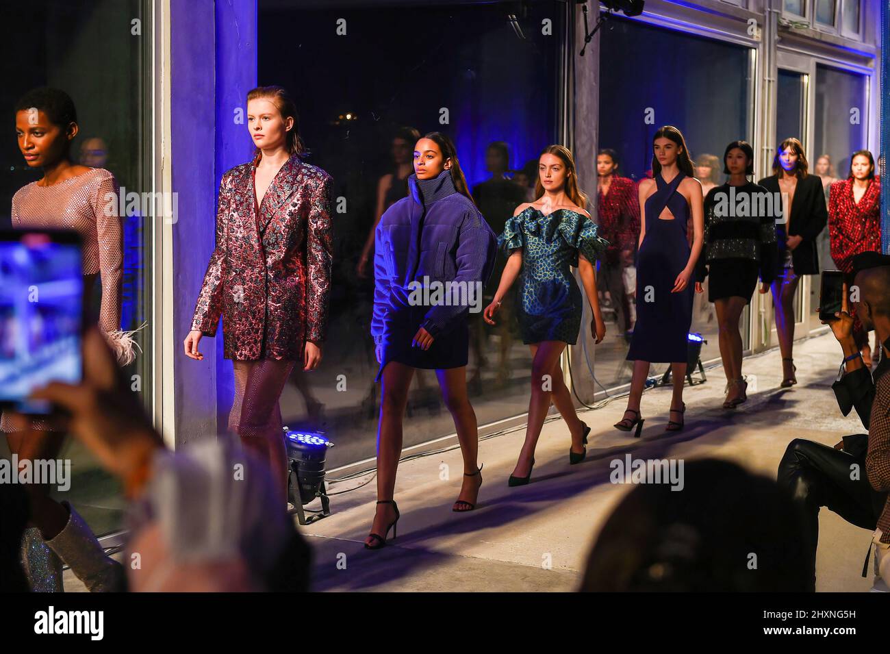 Lisbon, Portugal. 13th Mar, 2022. Models walk the runway during Gonçalo ...