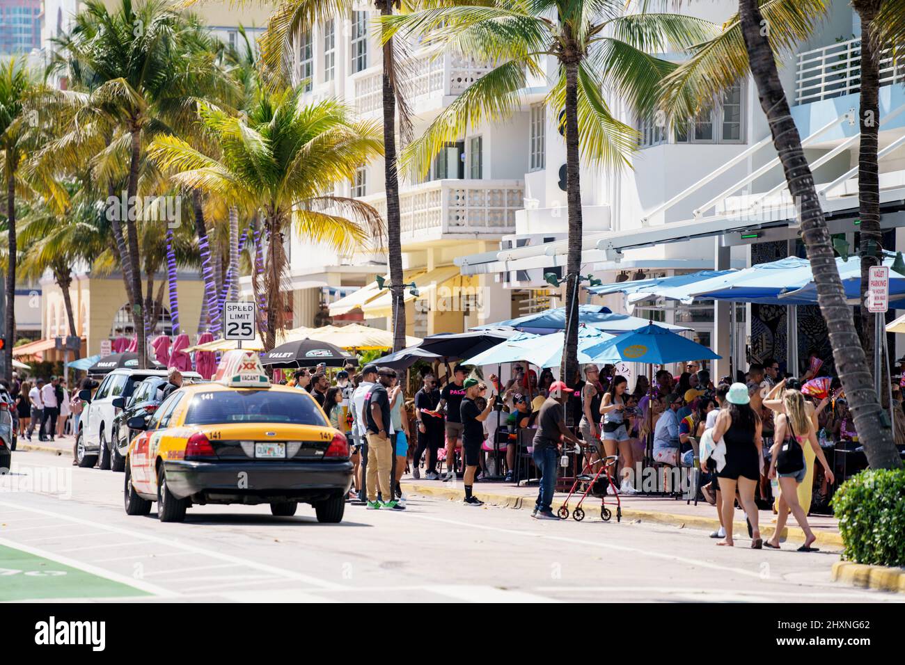 Miami Beach, FL, USA - March 12, 2022: Scene on Ocean Drive showing ...