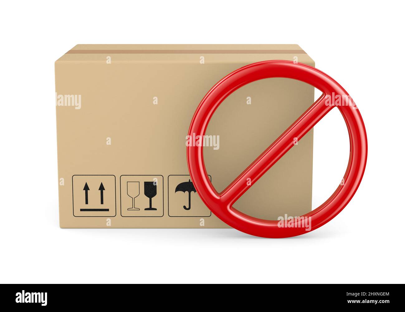cargo box and sign forbidden on white background. Isolated 3D ...