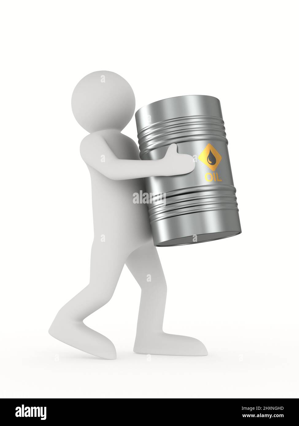 man with oil barrel on white background. Isolated 3D illustration Stock ...