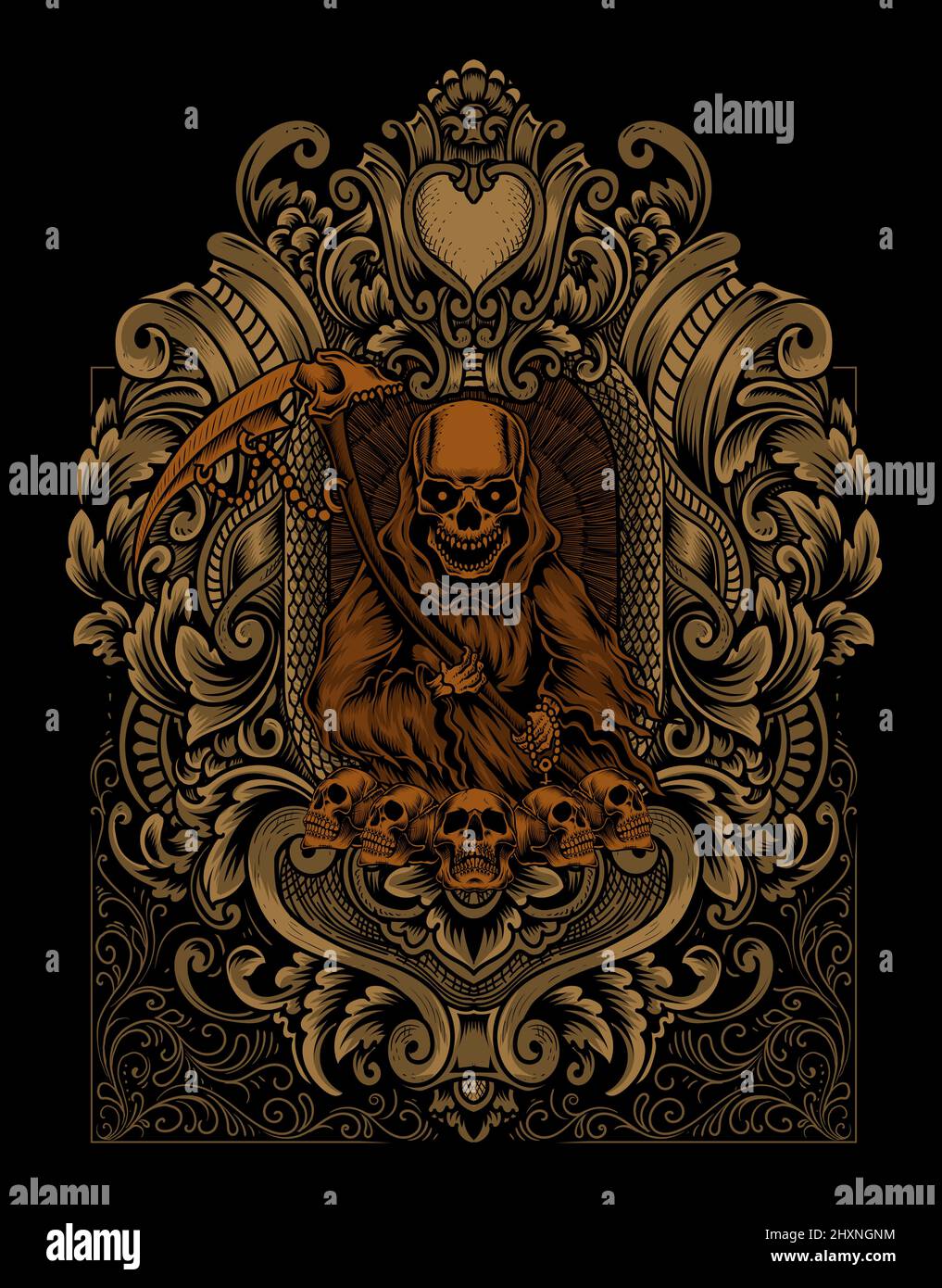 Antique engraving death Stock Vector Images - Alamy