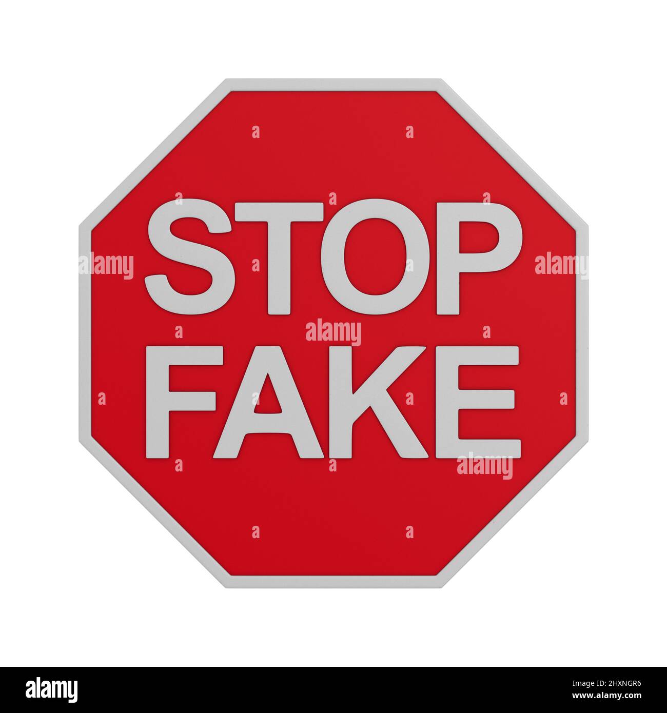 Stop fake on white background. Isolated 3D illustration Stock Photo - Alamy