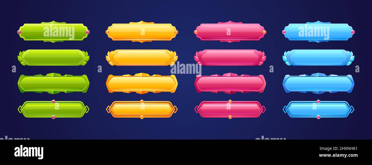 Medieval game buttons, user interface menu elements. Oblong colorful ui ... Medieval game buttons, user interface menu elements. Oblong colorful ui ...
