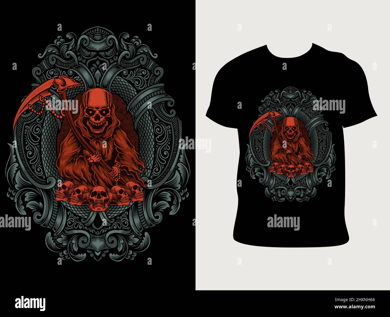 illustration death angel with vintage engraving frame Stock Vector ...