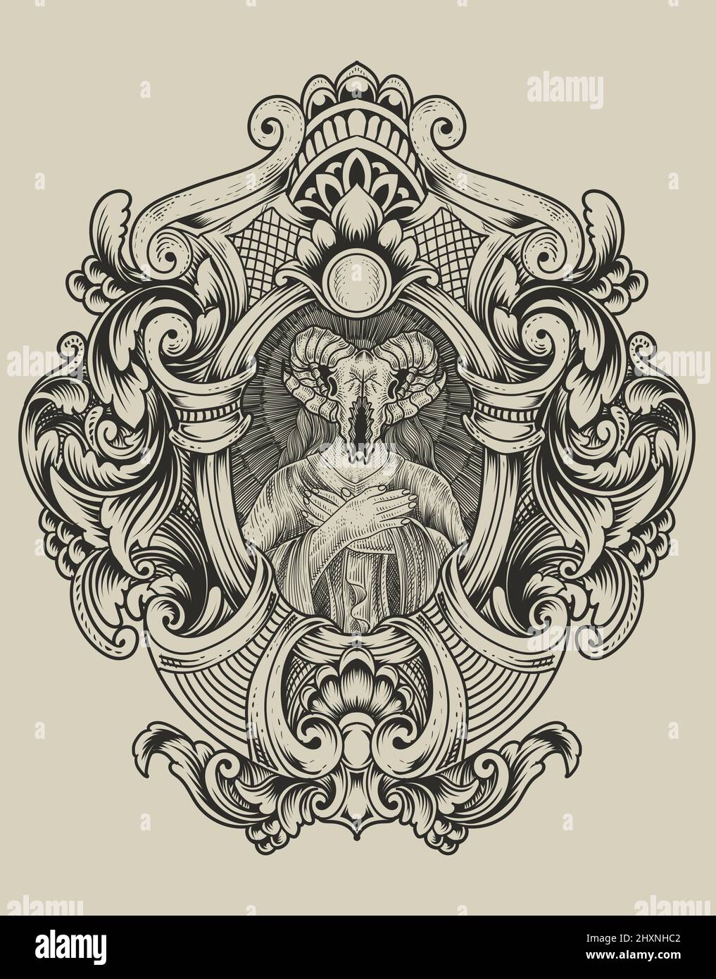 Satanic Ram Skull Tattoo