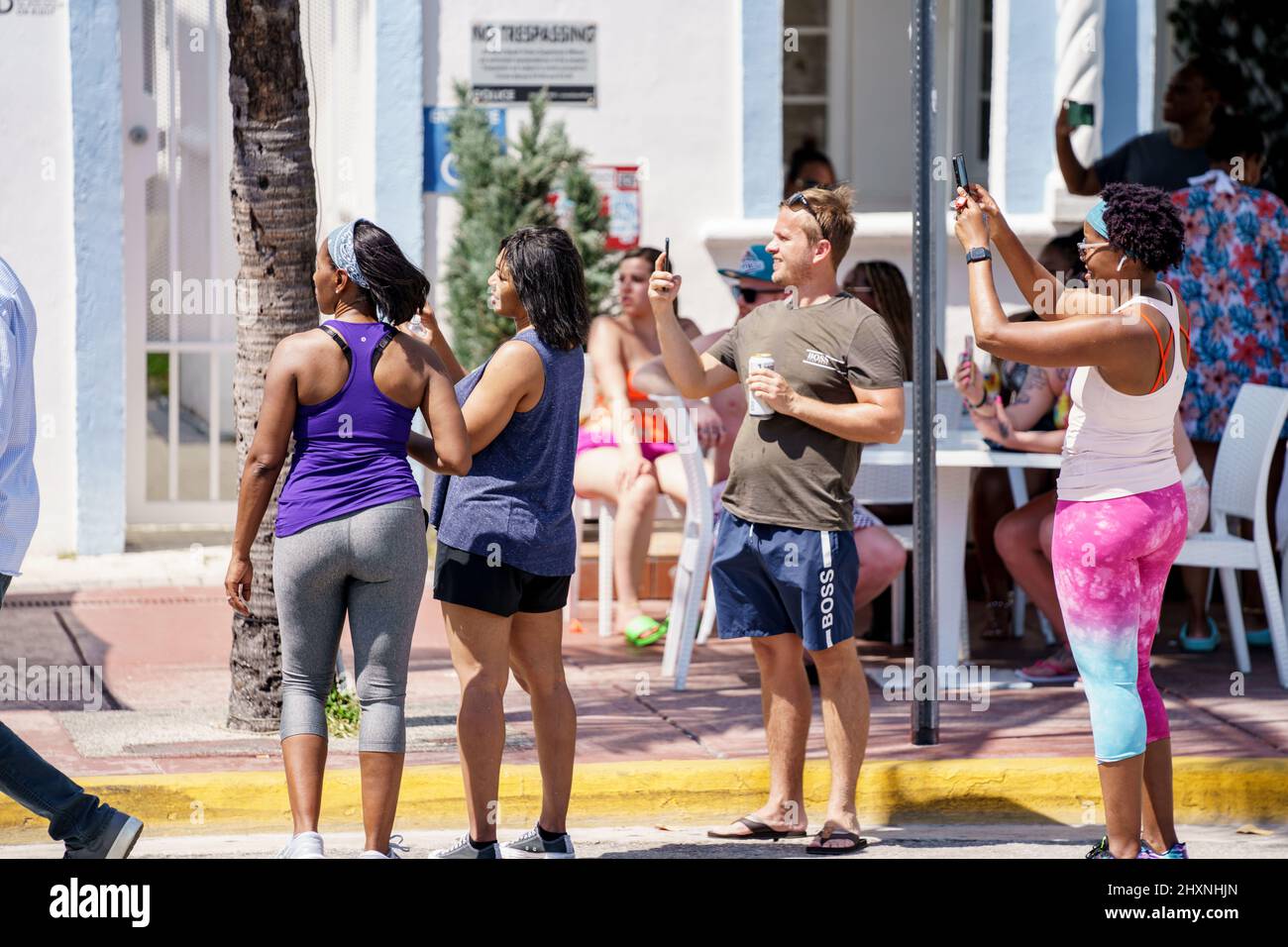 Miami Beach, FL, USA - March 12, 2022: Scene on Ocean Drive showing ...