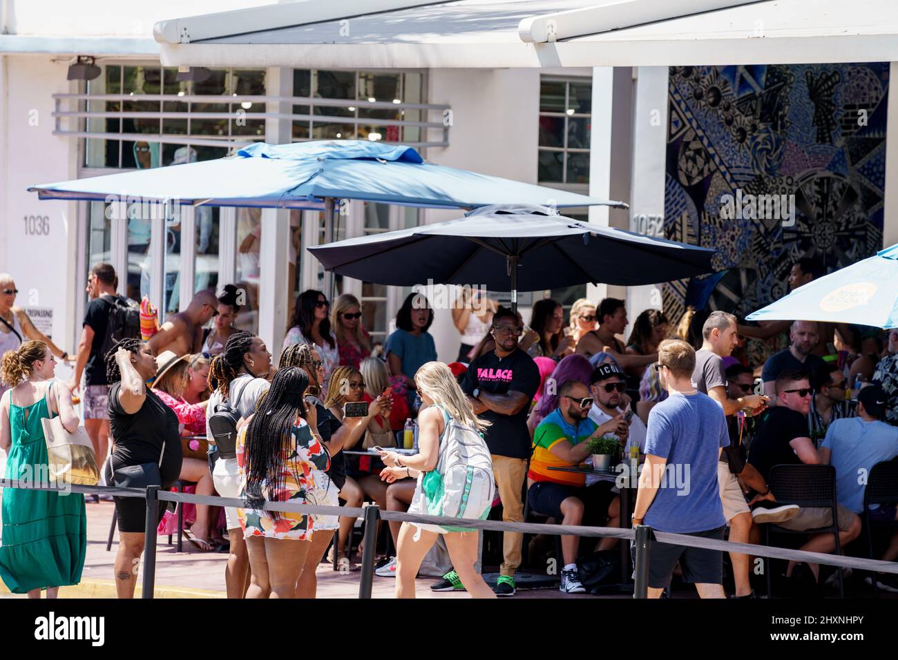 Miami Beach, FL, USA - March 12, 2022: Scene on Ocean Drive showing ...