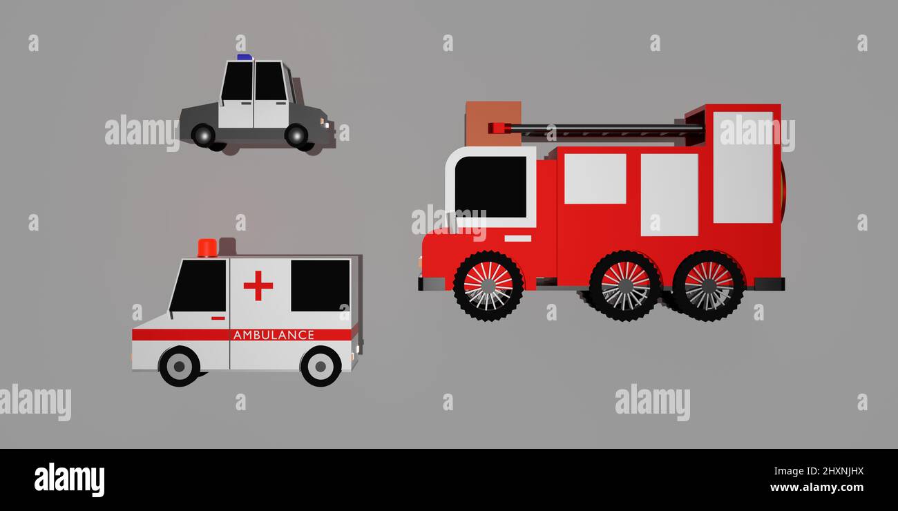 Police car, Ambulance and Fire truck Stock Photo - Alamy