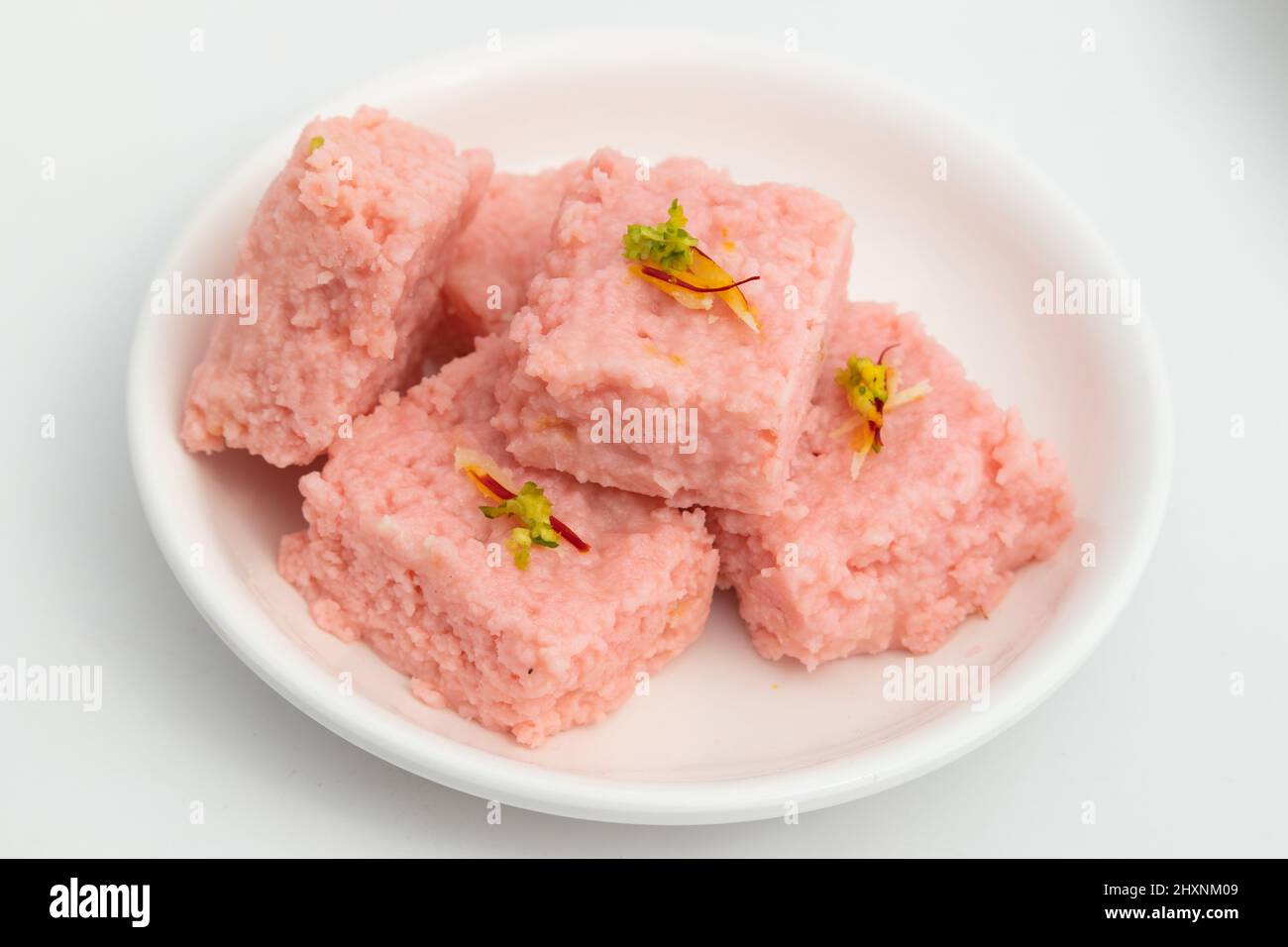 Indian Mithai Rose Kalakand Also Called Pink Gulabi Milk cake Is Milk ...
