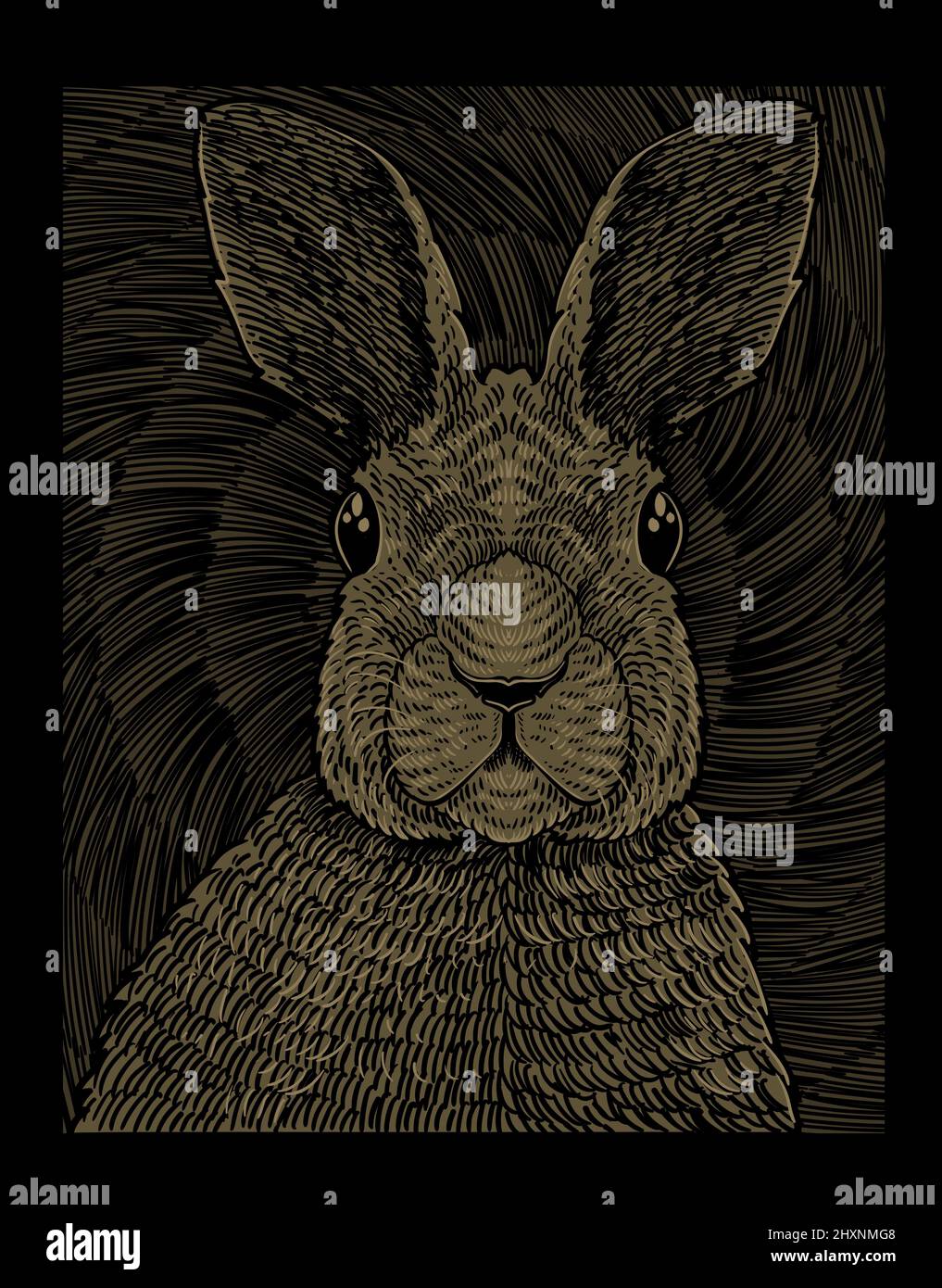 illustration vintage rabbit with engraving style Stock Vector Image ...