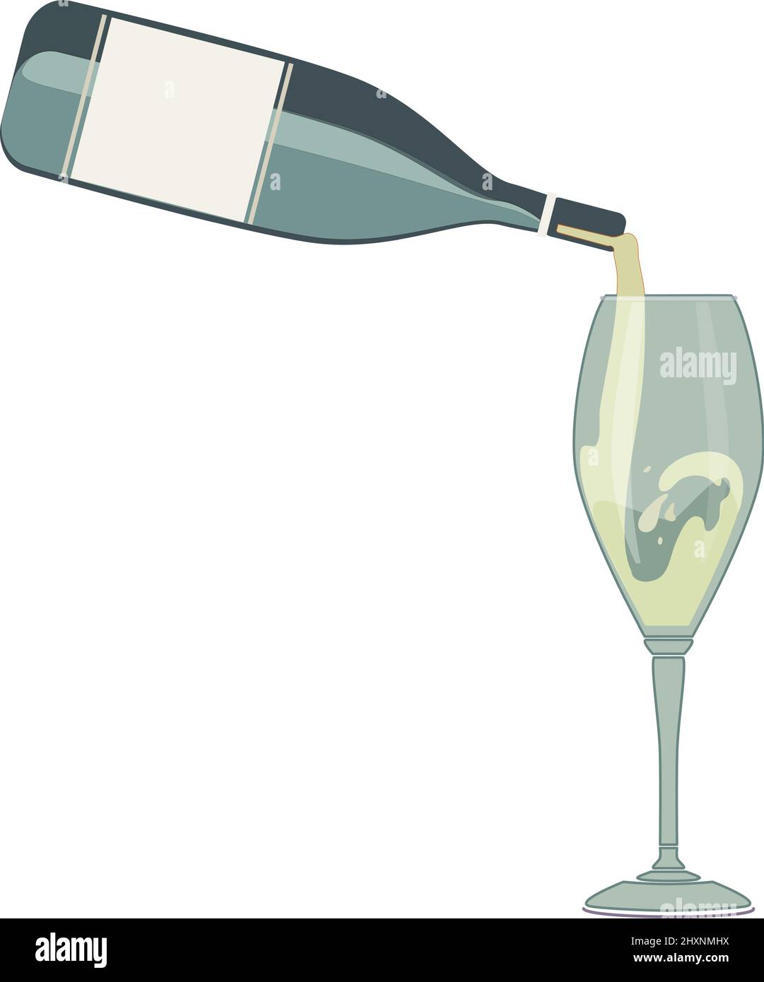 Glass white wine sparkling romantic Stock Vector Images - Alamy