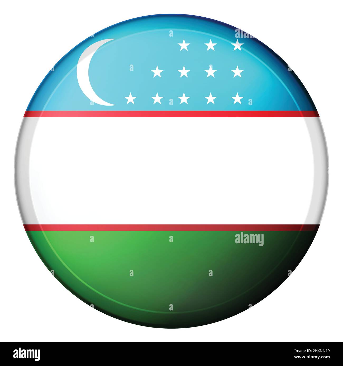 Round icon with flag of Uzbekistan. Glass light ball, sticker, sphere ...