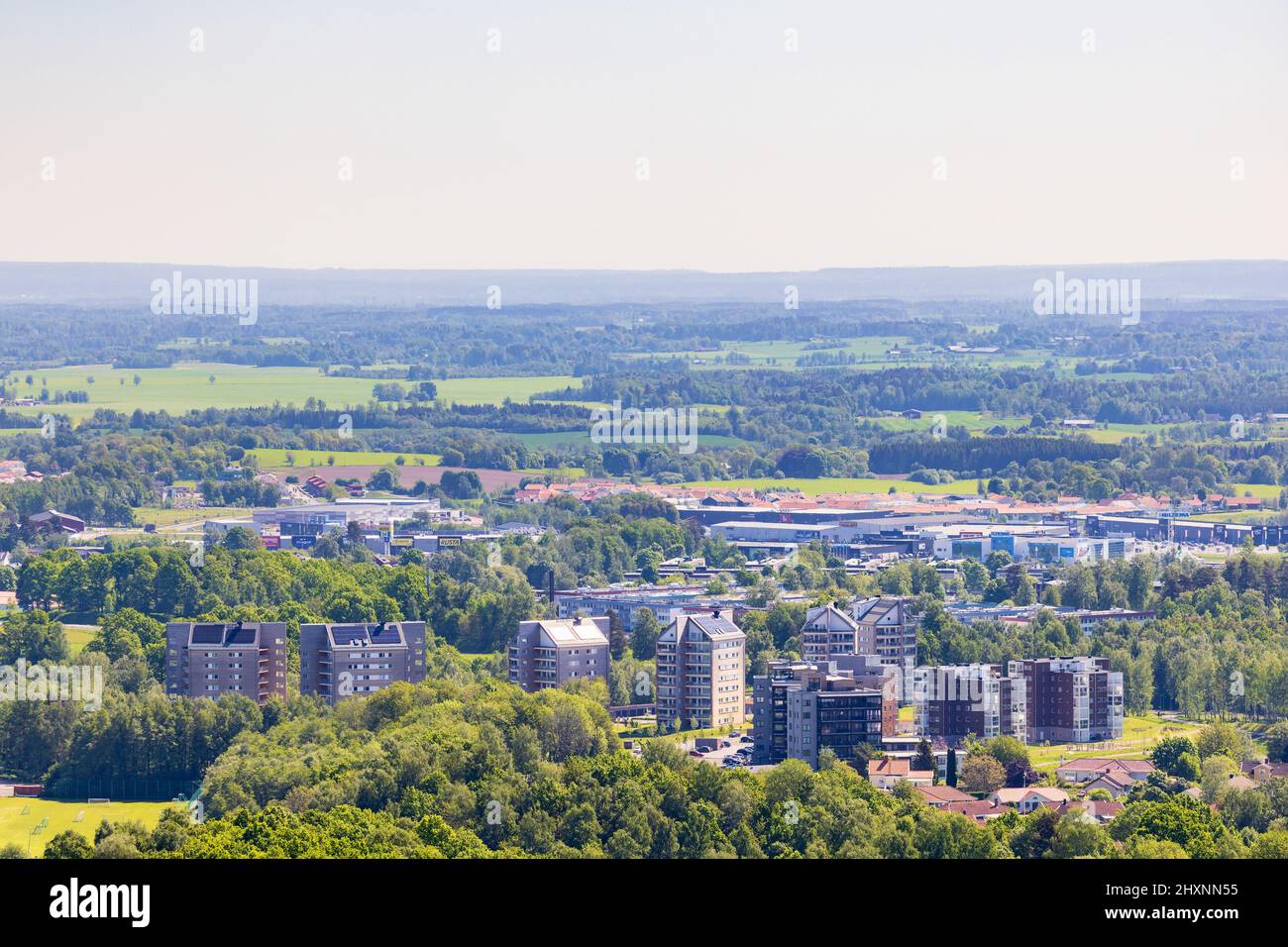 Cityscape view over a town Stock Photo - Alamy