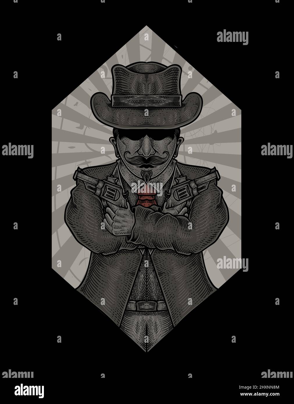 illustration mafia gangster with engraving style Stock Vector Image ...