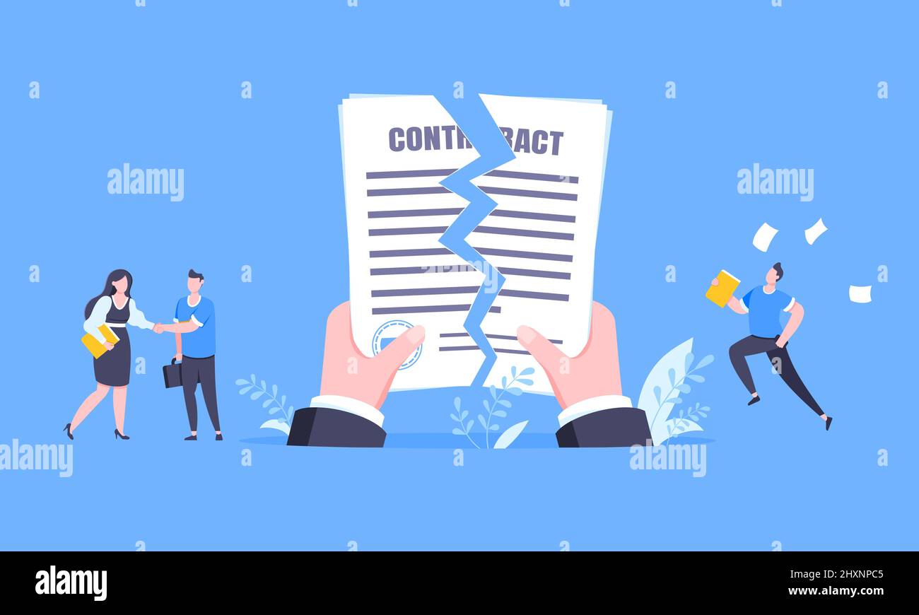Contract cancellation business concept. Terminated tearing contract ...
