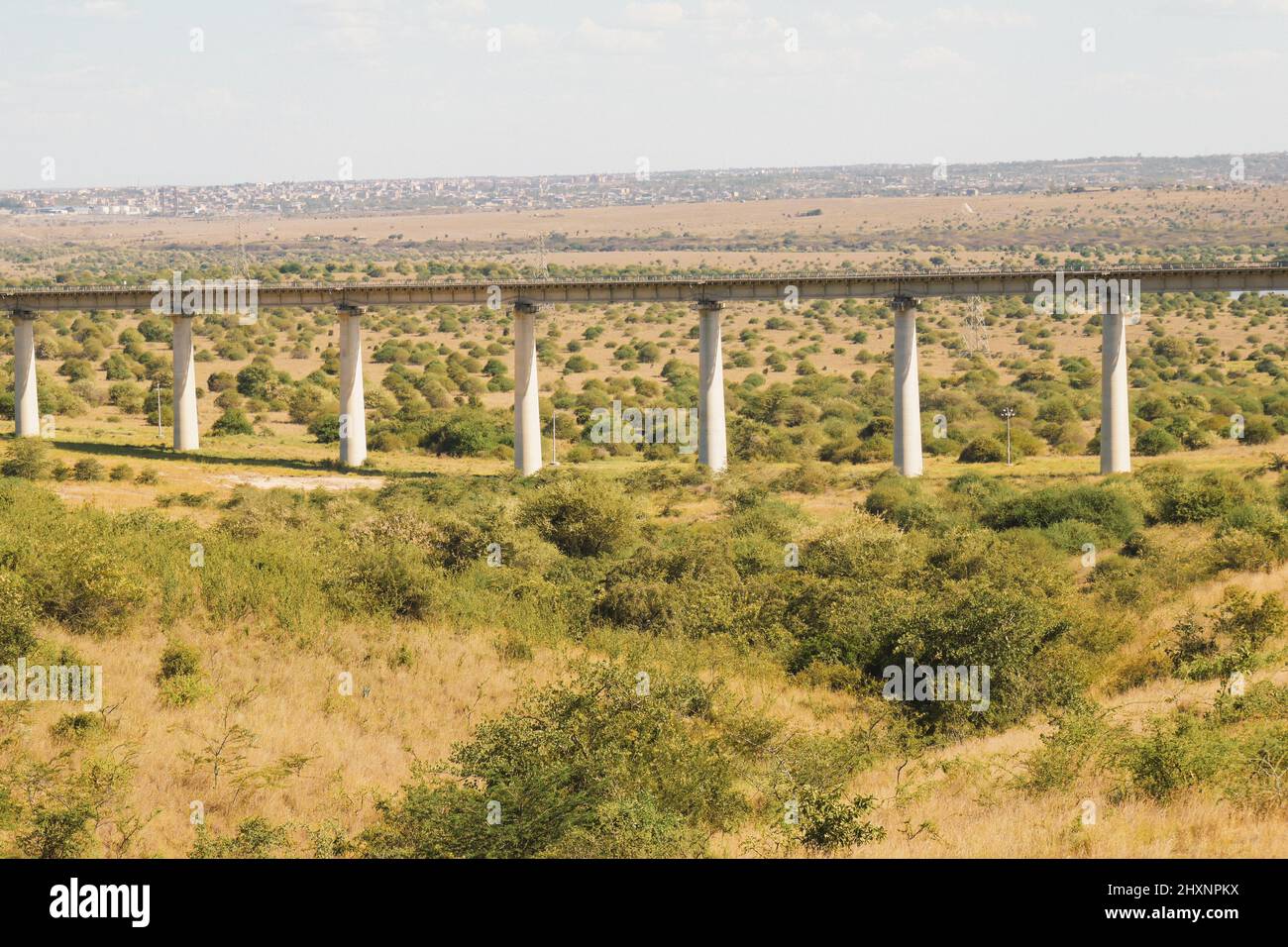 Scenic view of a railway bridge on the Nairobi - Mombasa Railway seen ...