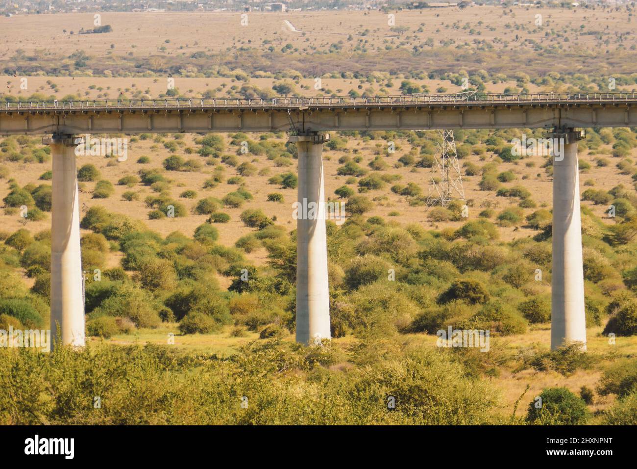 Scenic view of a railway bridge on the Nairobi - Mombasa Railway seen ...