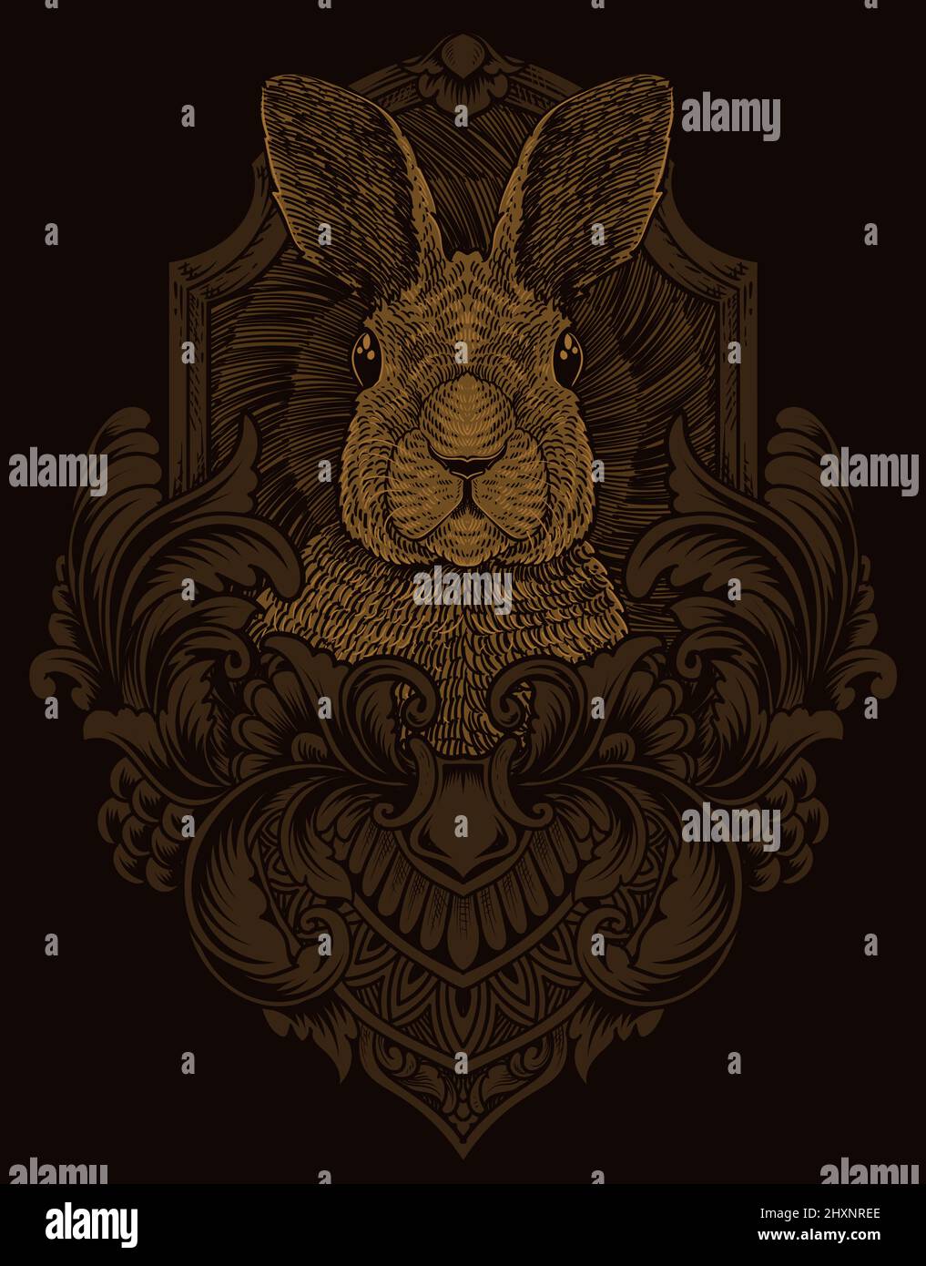 illustration vintage rabbit with engraving style Stock Vector Image ...