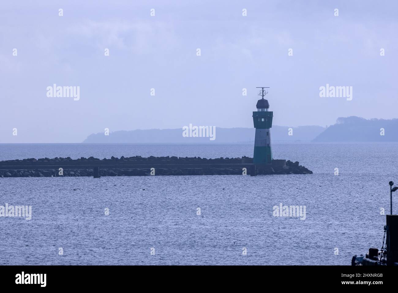 Mukran, Germany. 11th Feb, 2022. The beacon stands at the entrance to ...