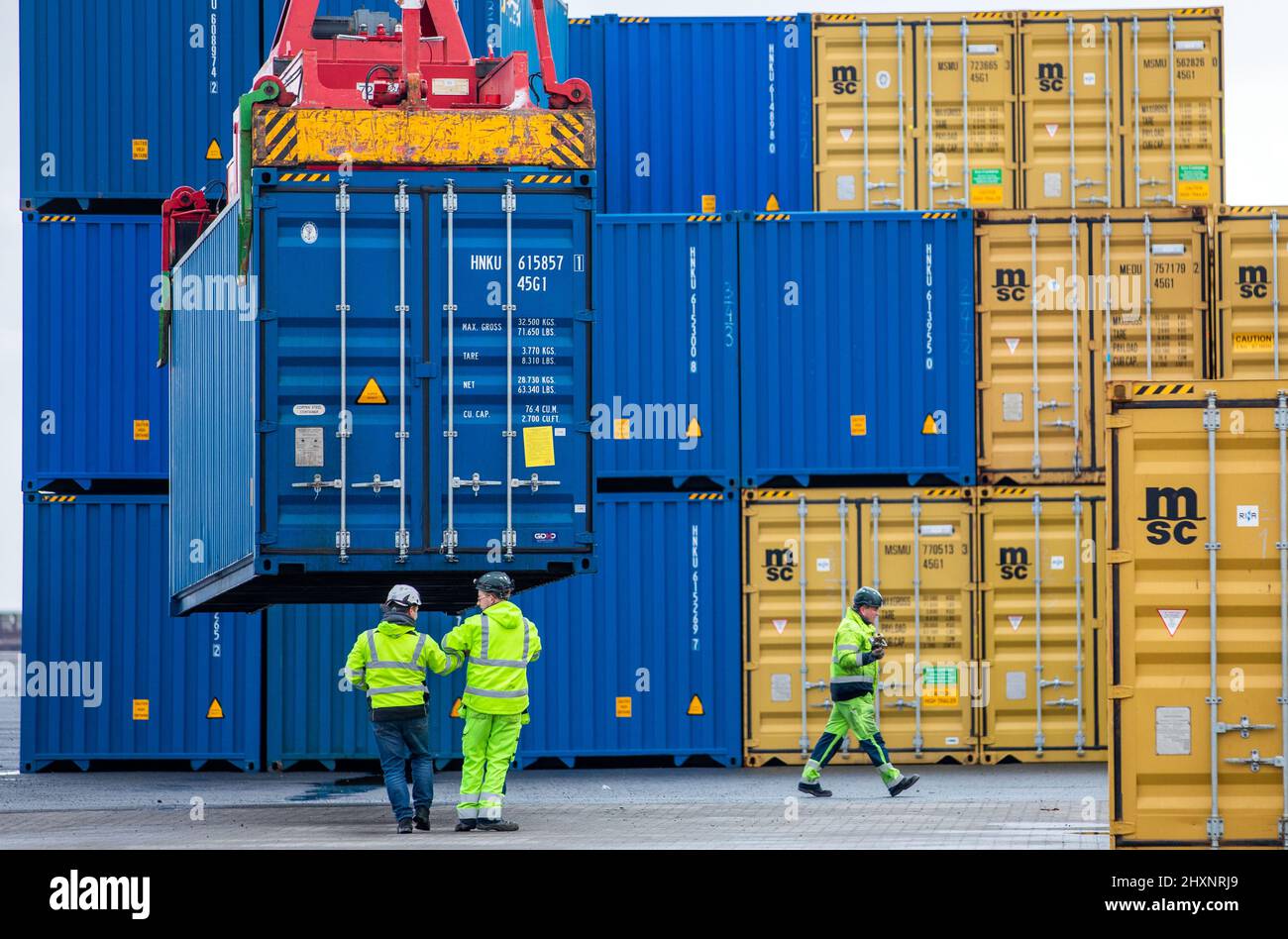 Mukran, Germany. 11th Feb, 2022. A container is unloaded at the port of ...