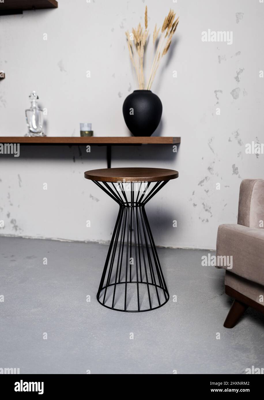 wooden round coffee table, magazines table. Modern designer furniture ...