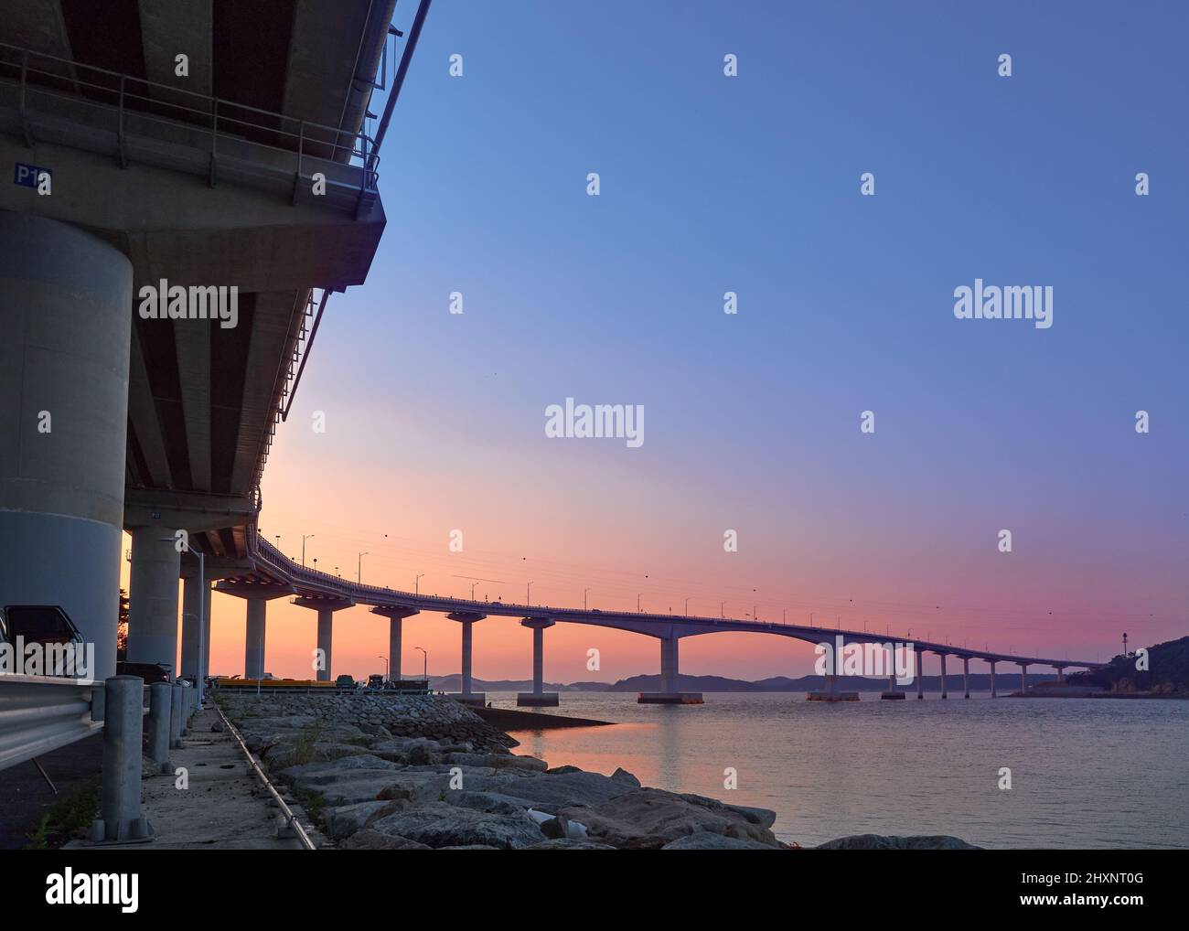 Lower View of the Brdige connecting Jamjin-Mueui Island, Incheon, South ...