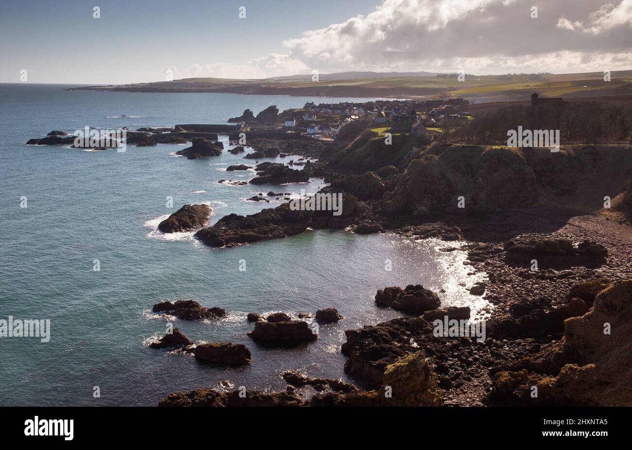 St Abbs Fishing village on Scottish East Coast, Scotland, Europe Stock ...