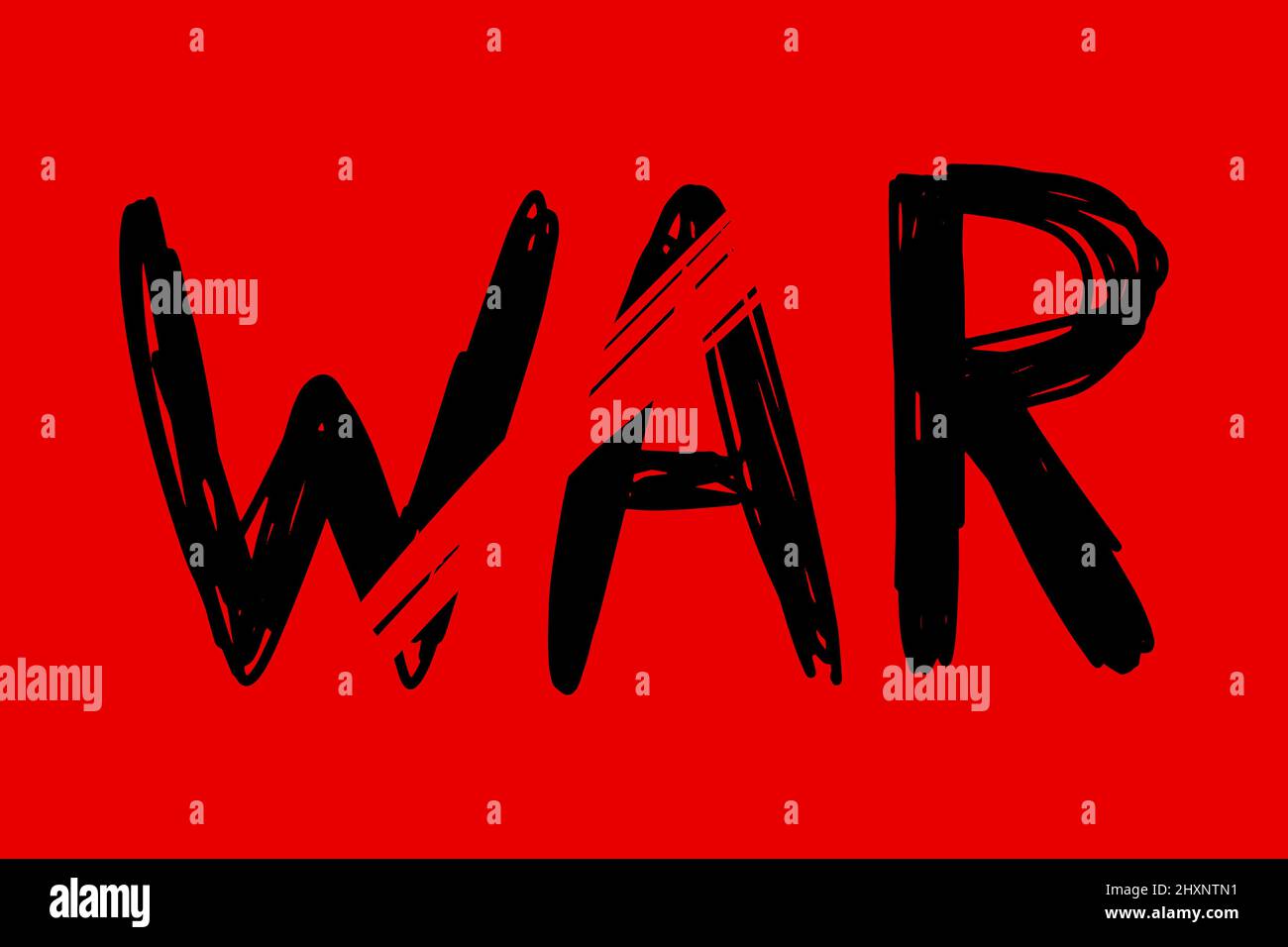 Hand-drawn crossed out word war. Tangled isolated sign of peace, no war ...