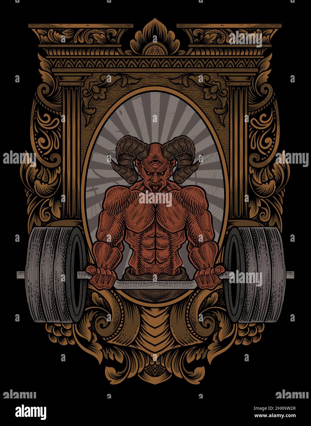 illustration demon bodybuilder gym fitness Stock Vector Image & Art - Alamy