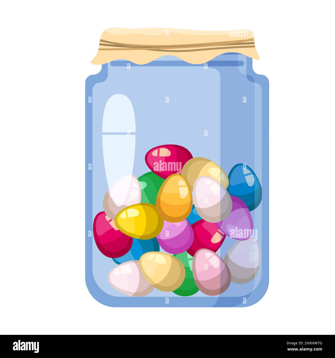 Easter glass jar with sweet candies decorated golden egg. Sweet food ...