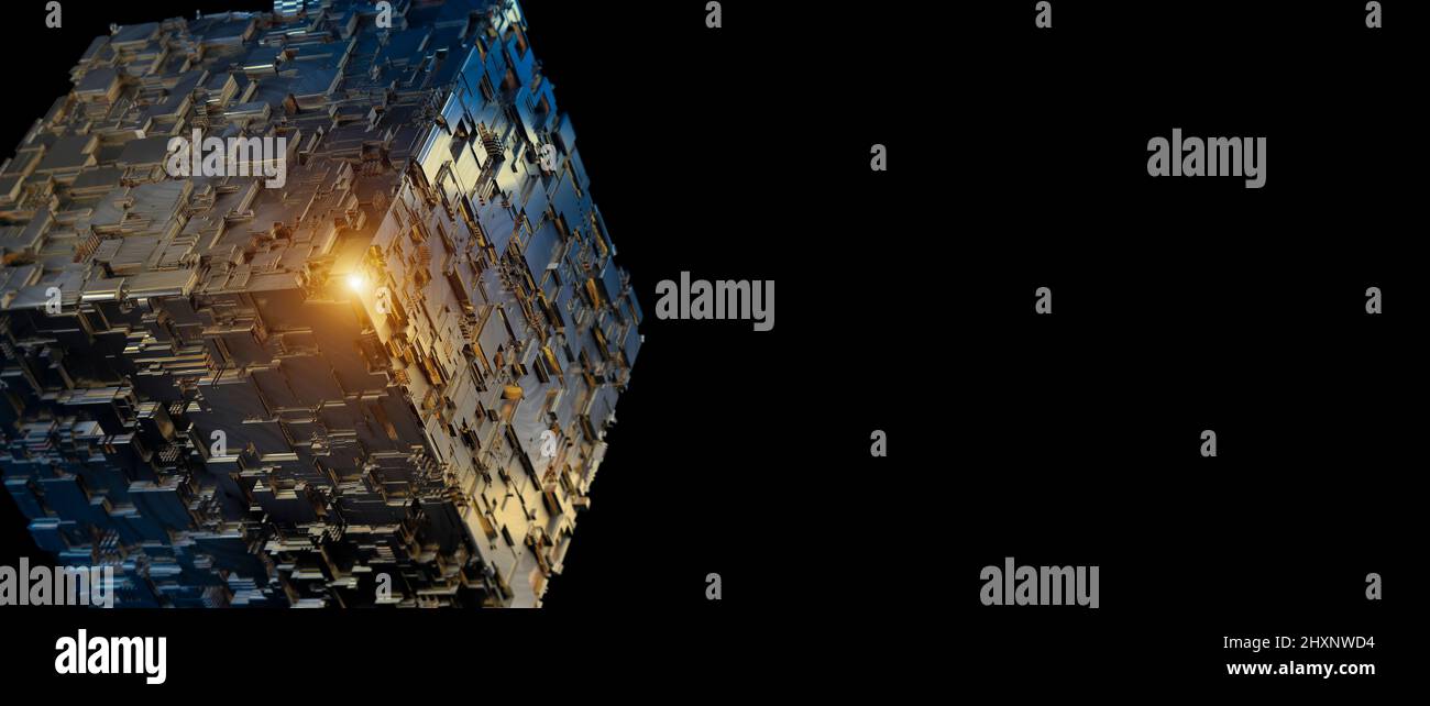 3d cpu processor chip banner background. Technological abstract ...